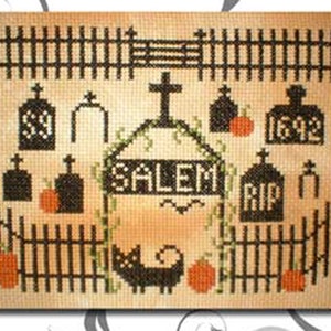 Cross Stitch Pattern PDF Emailed Primitive Halloween Salem - Etsy Canada