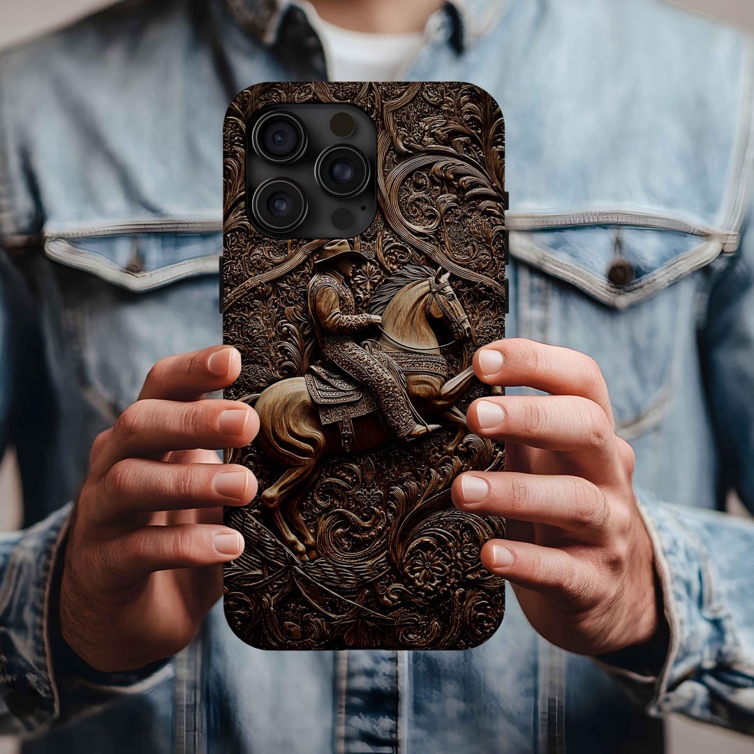 Western Cowboy Phone Case: Rugged Wood Effect Protective Cover - Etsy