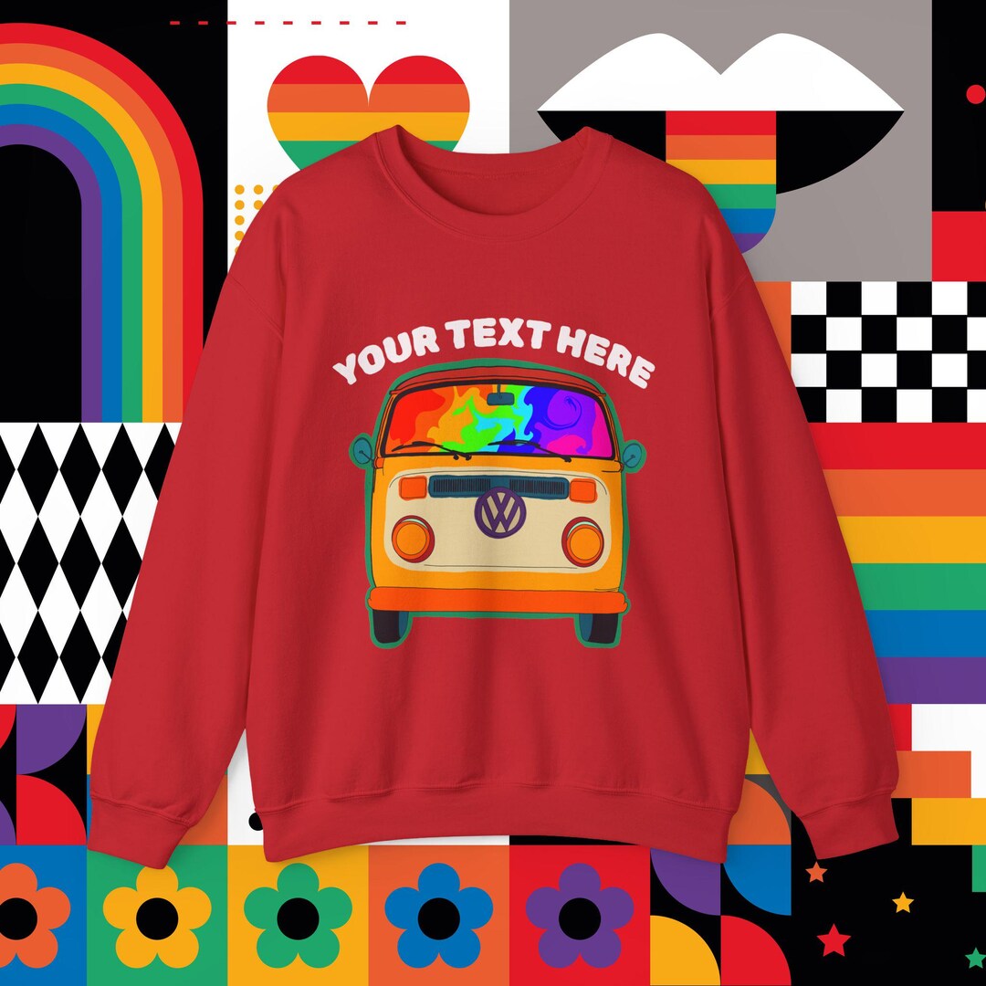 Rainbow VW Bus Hoodie: Retro Hippie Van, LGBTQ+ Pride Sweatshirt - Etsy