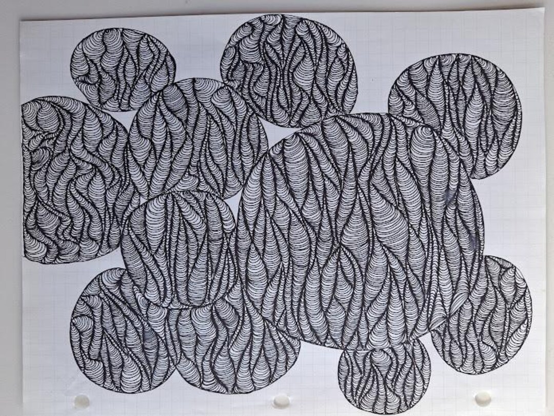 Original Pen and Ink Abstract Sketch | Minimalist Black and White Art ...