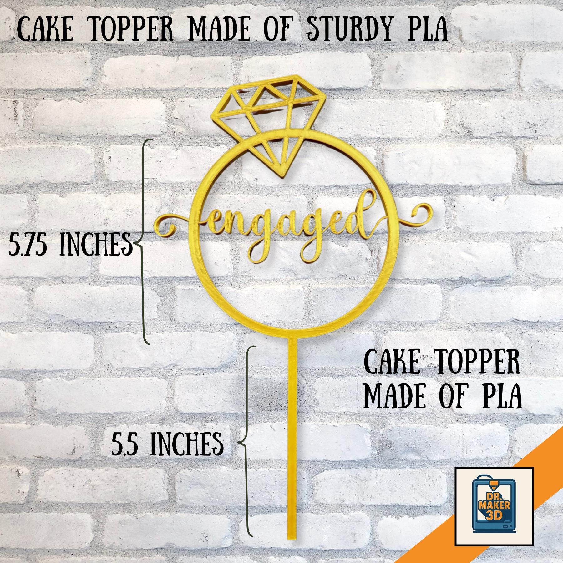 Diamond Engagement Ring Cake Topper – Proposal, Bridal Shower, or ...