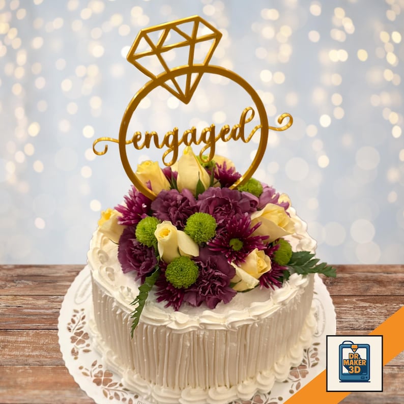 Diamond Engagement Ring Cake Topper – Proposal, Bridal Shower, or ...