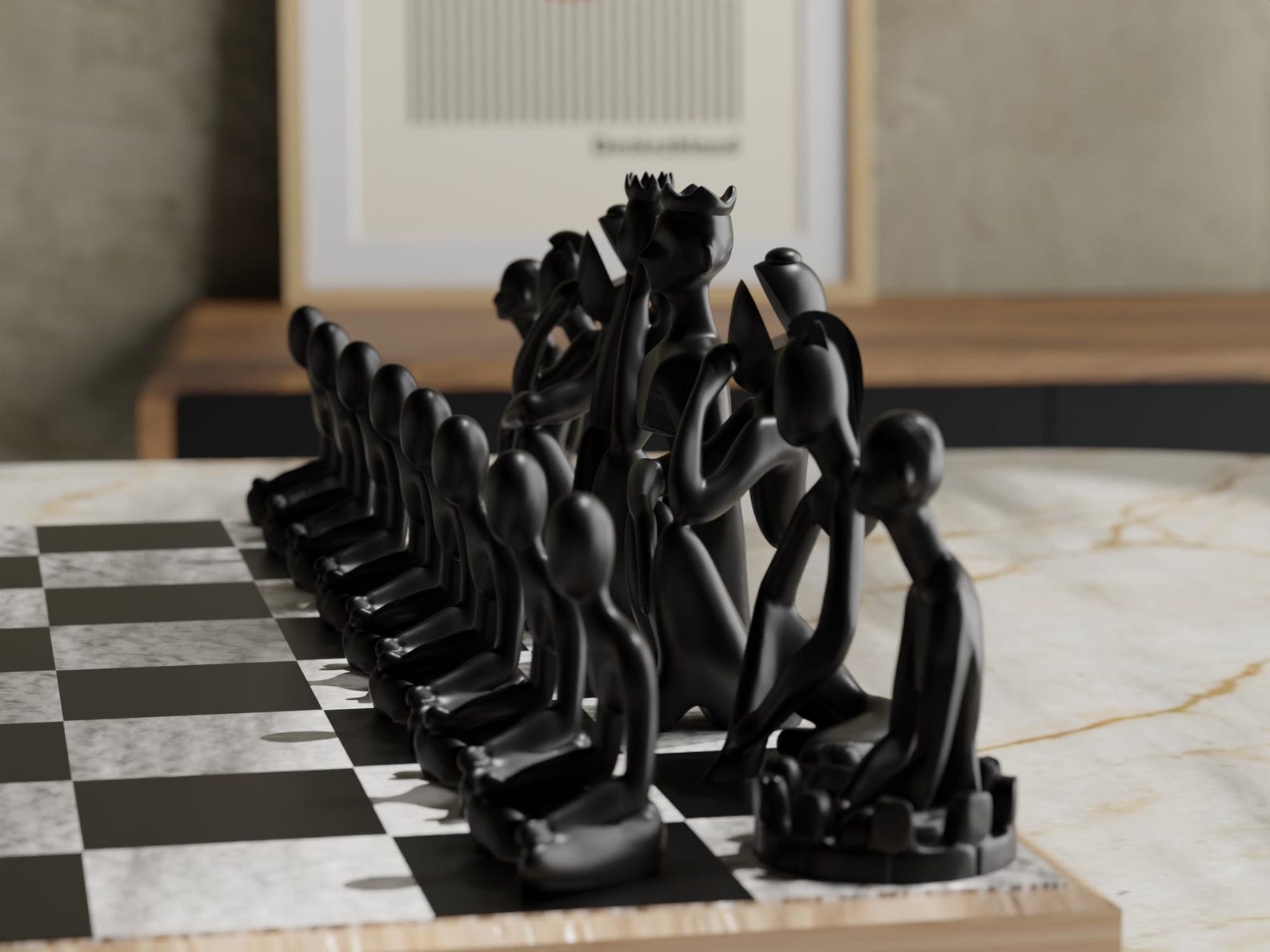 ABBY | Minimalist Abstract Chess Set - Custom Modern Chessboard With ...
