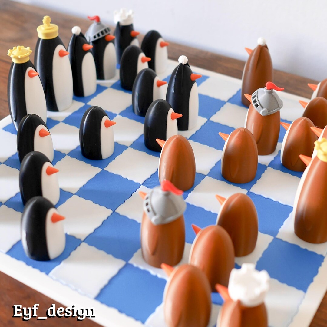 TUXEDO | Penguin Chess Set - Unique Chess Pieces and Matching Board - Etsy