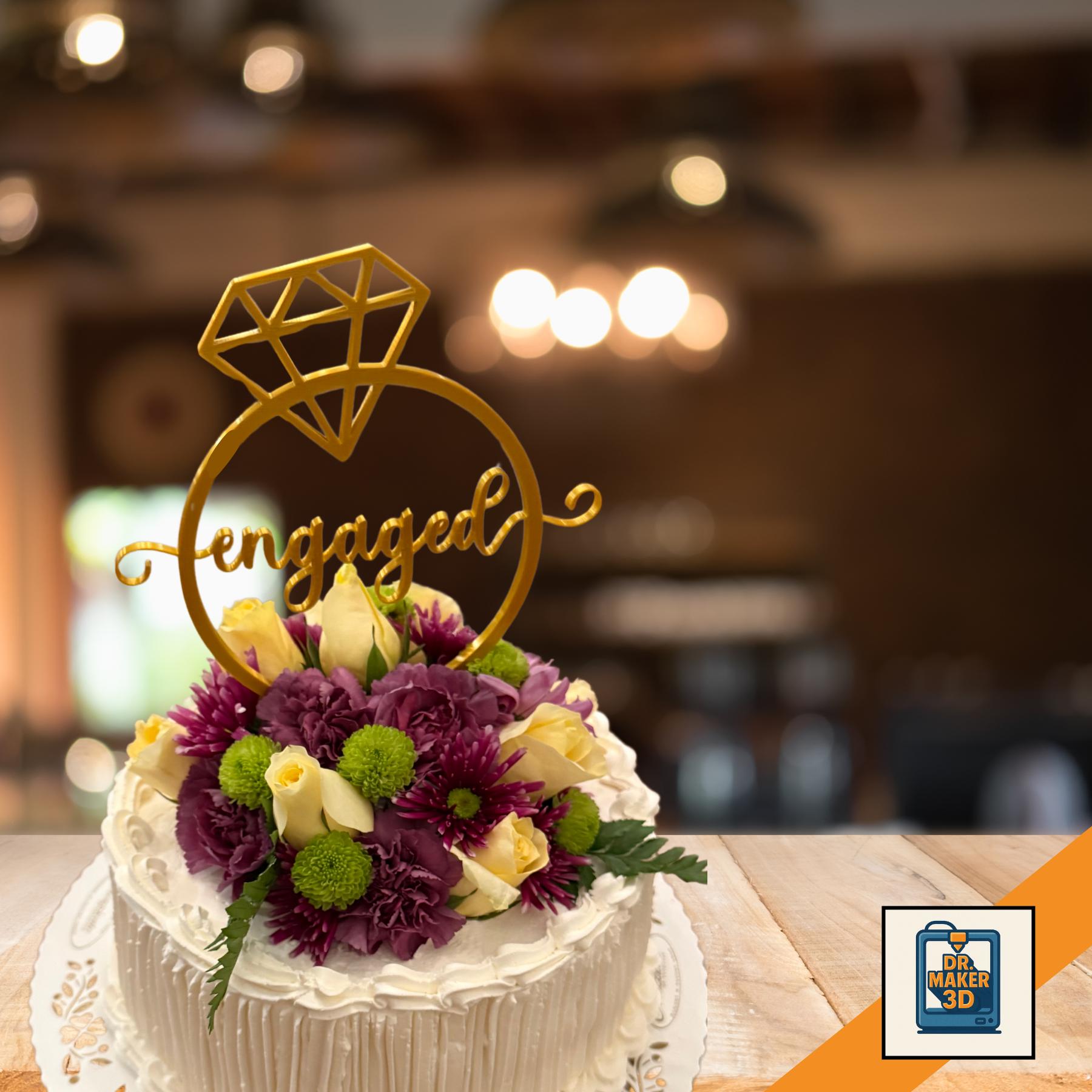 Diamond Engagement Ring Cake Topper – Proposal, Bridal Shower, or ...