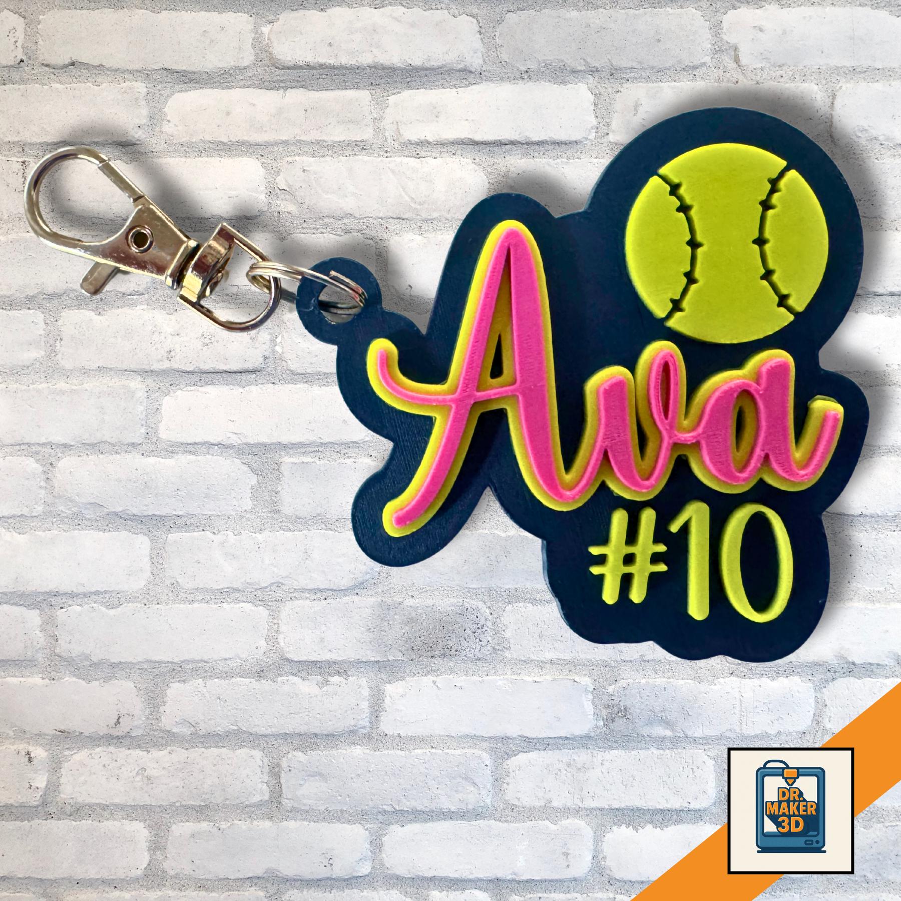 Personalized Softball Bag Tag | 3D Custom Name Tag | Sports for Girls ...