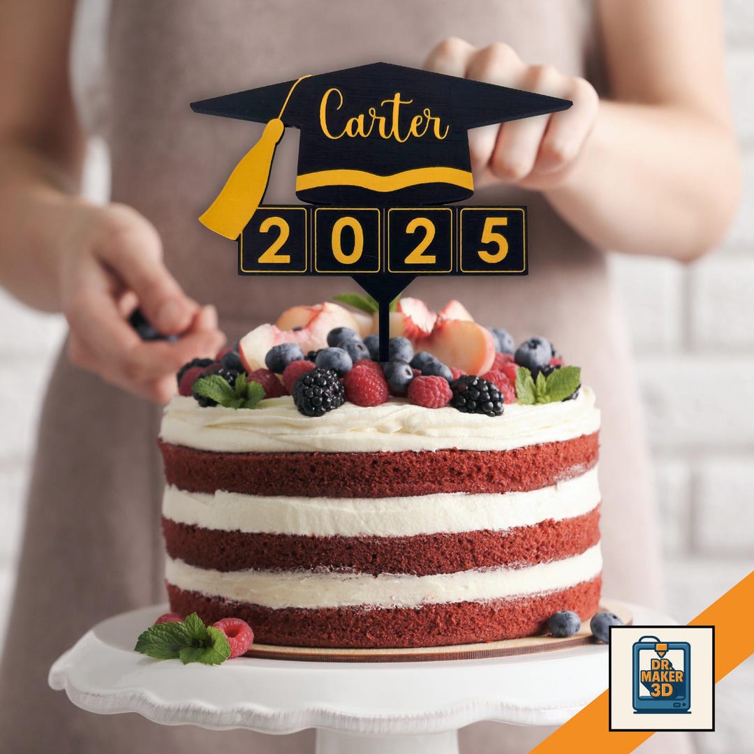 Personalized Graduation Cap Cake Topper – Custom Name & Year, 3D ...