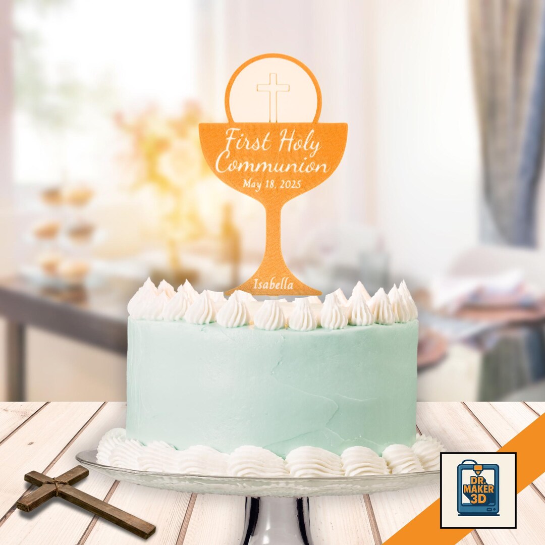 First Holy Communion Cake Topper – Elegant Christian Cross Design, 3D ...