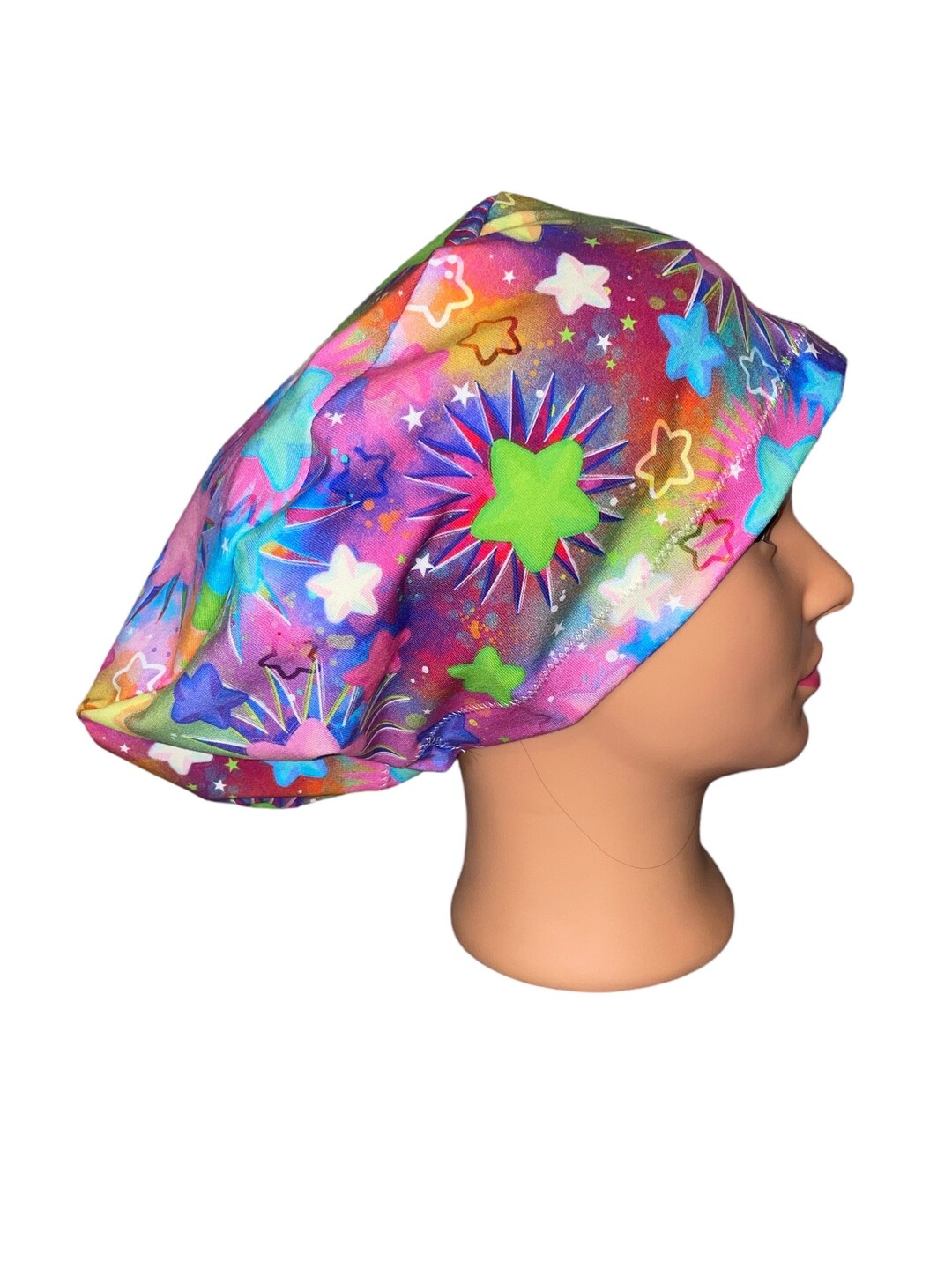 Neon Stars Stretchy Euro Style Scrub Hat - Etsy