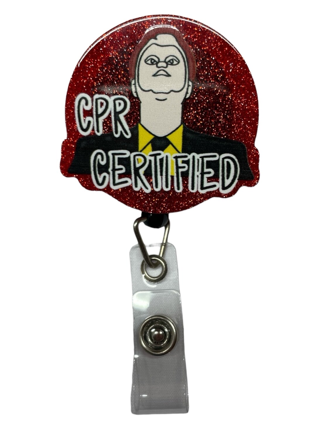 Funny Office CPR Certified Glitter Retractable Swivel Alligator Clip ...