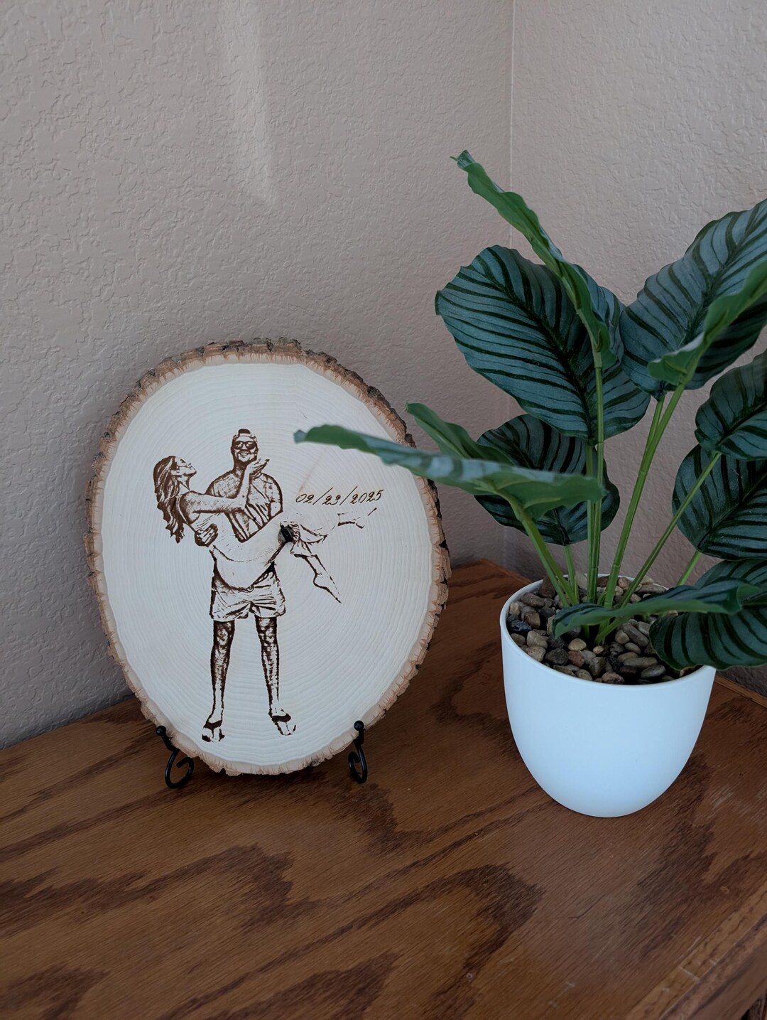 8-12" Natural Wood Round Engraved Photo - Etsy