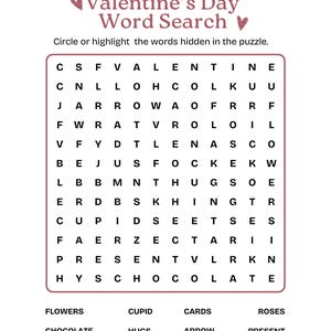 Valentine Word Search Printable for Kids | Valentine’s Day Classroom ...