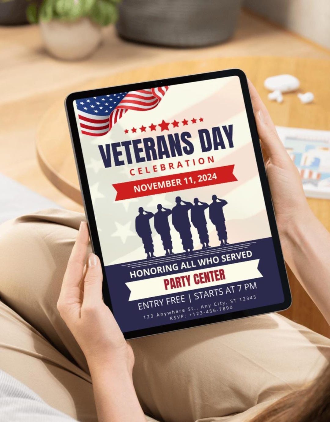 Editable Veterans Day Invitation Template | Canva Design (digital ...