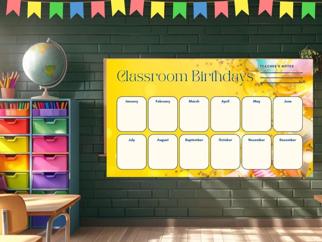 Editable Classroom Birthday Chart: Bulletin Board Decor (digital ...
