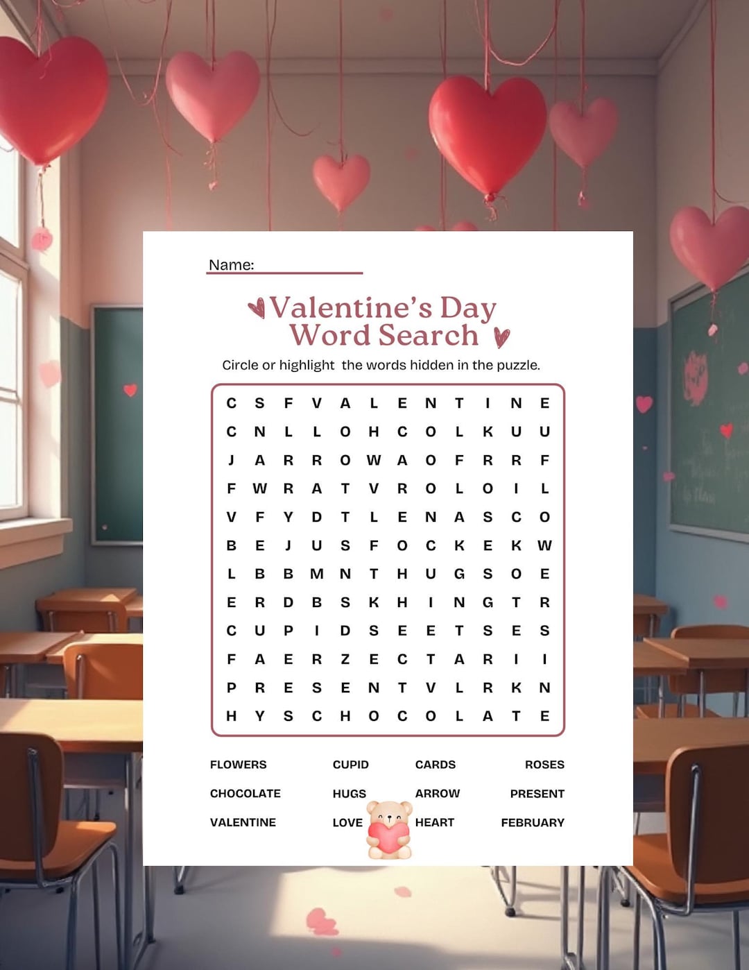 Valentine Word Search Printable for Kids | Valentine’s Day Classroom ...
