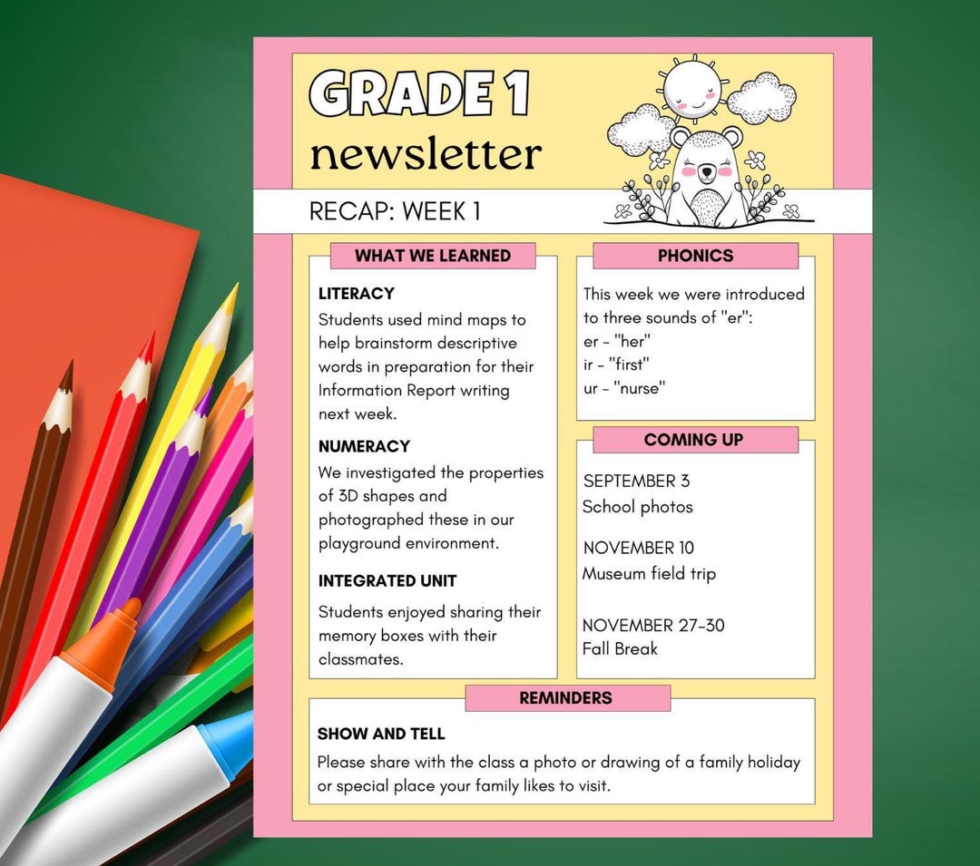 Editable Teacher Newsletter Template | Canva School Communication (PDF ...