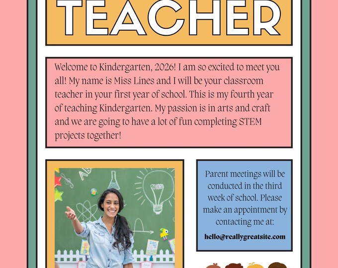 Editable Meet the Teacher Template, Back to School, Teacher Info ...