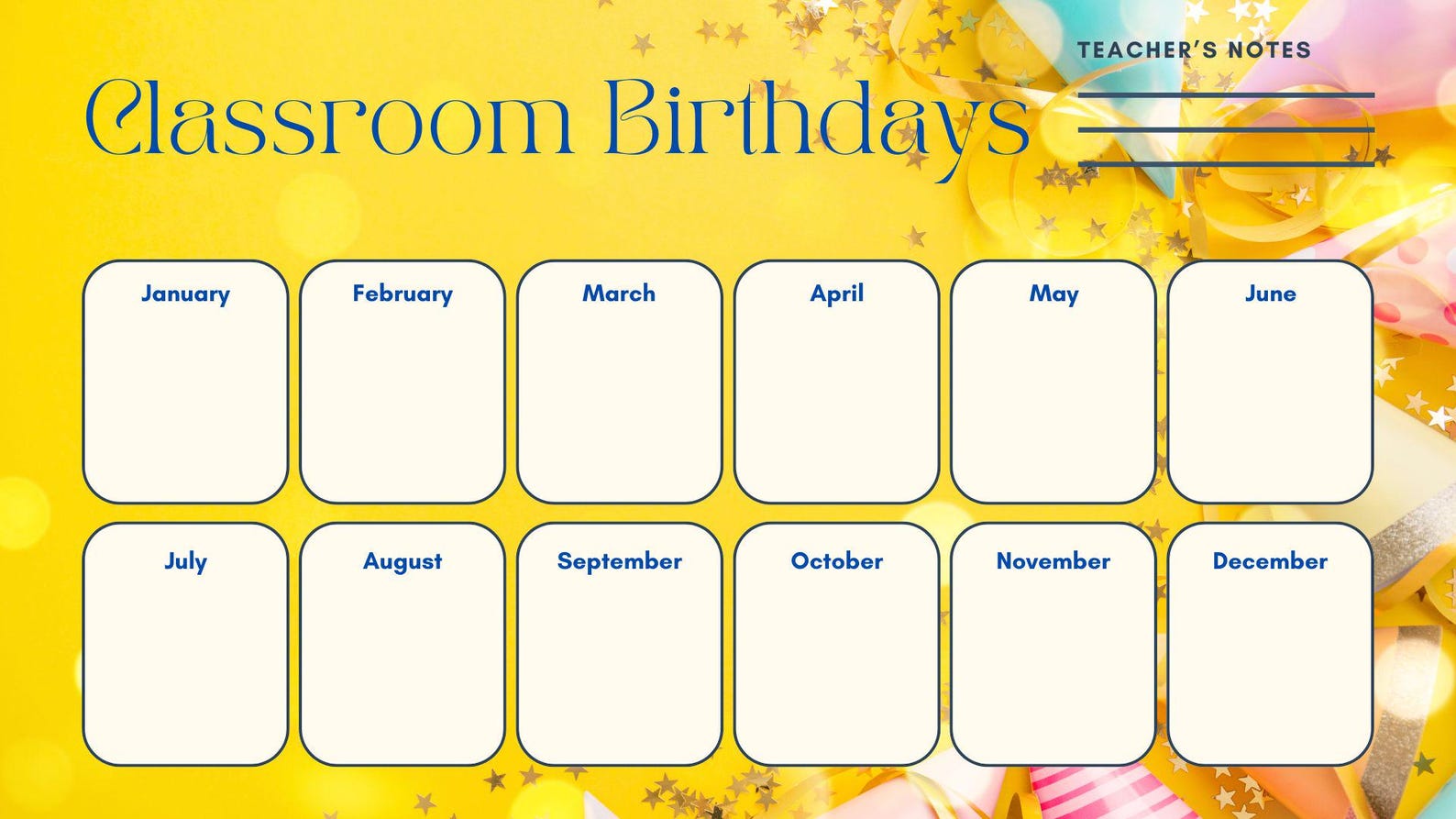 Classroom Birthday Chart Printable | Editable School Birthday Wall ...