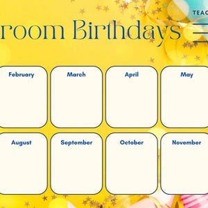 Classroom Birthday Chart Printable | Editable School Birthday Wall ...