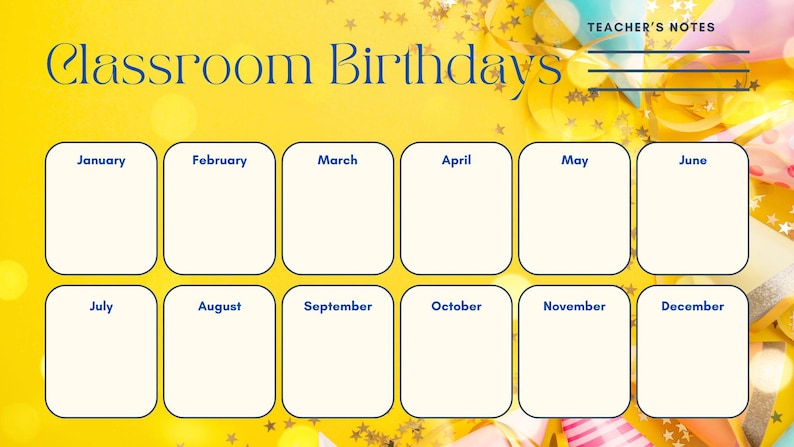 Classroom Birthday Chart Printable | Editable School Birthday Wall ...