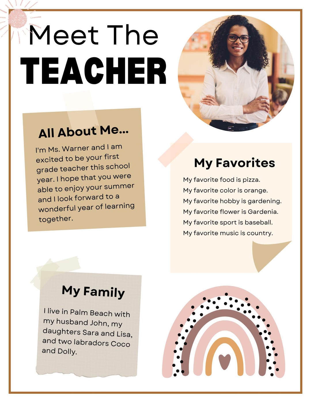 Editable Meet the Teacher Handout | Back to School Teacher Info ...