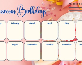Classroom Birthday Chart Printable | Editable School Birthday Wall ...