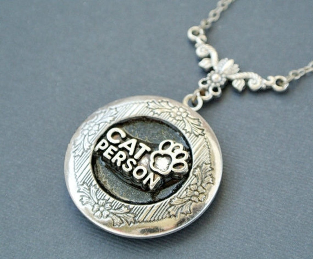 Cat Person Locket Necklace Gift for Her-kitty Locket Jewelry for Cat ...