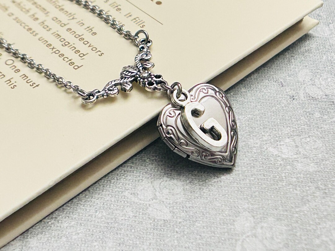 Personalized Silver Heart Locket Necklace With Initial Charm - Perfect ...