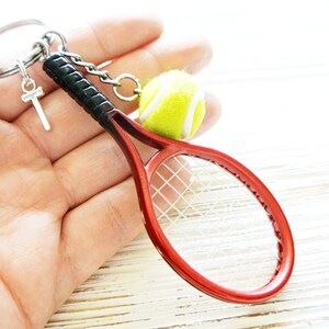 Red Tennis Racket Keychain for Tennis Player Gift,personalized Initial ...