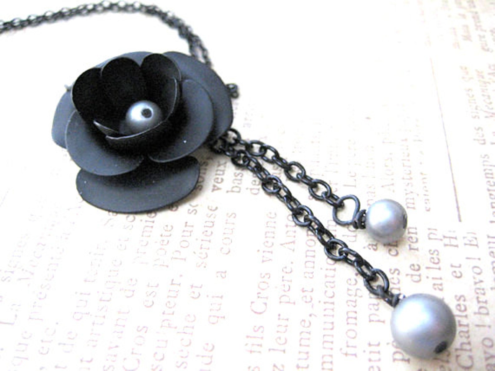 Black Rose Necklacerose Jewelry | Etsy