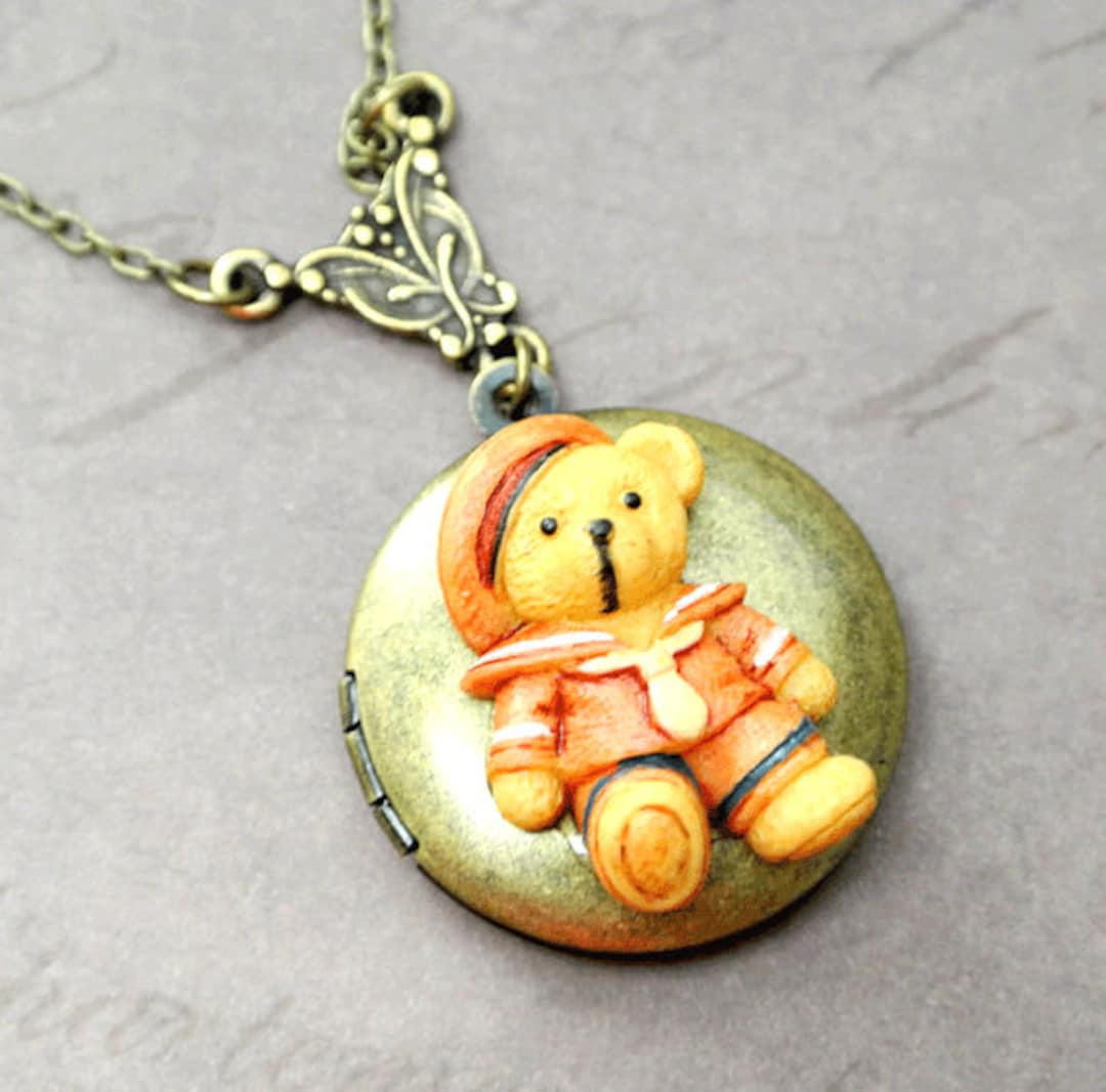 Teddy Bear Necklace,teddy Bear Locket Jewelry,memory Locket,locket ...