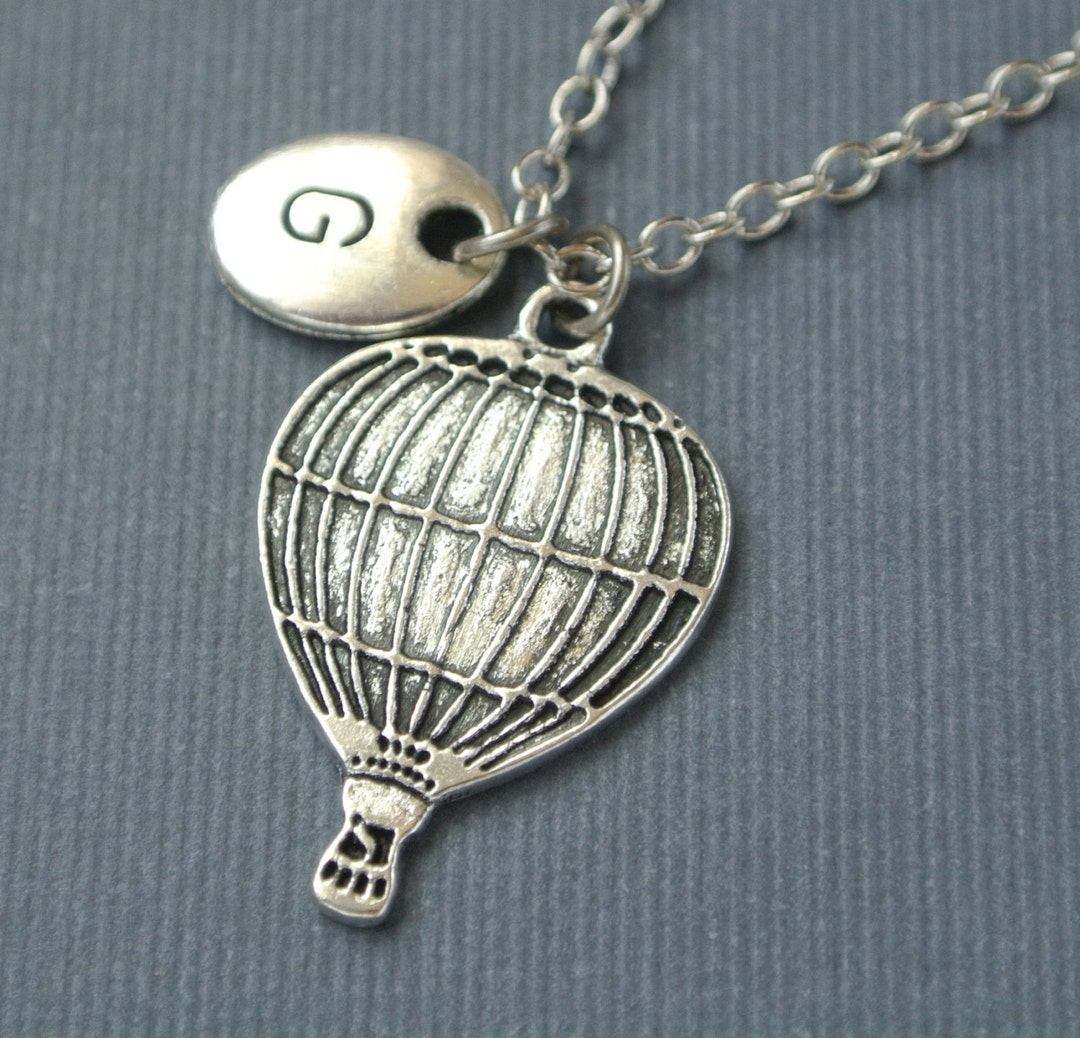 Hot Air Balloon Necklace-air Balloon Charm-balloon Pendant-initial ...
