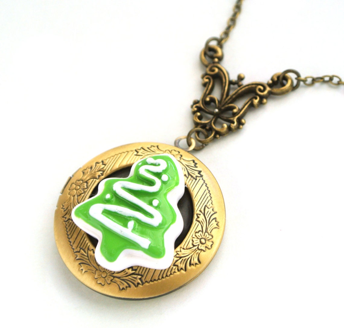 Christmas Tree Locket Necklace Christmas Pendant Necklace - Etsy