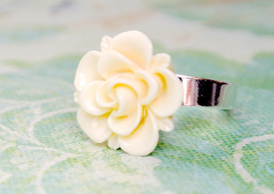 Flower Ring ,yellow Flower Ring, Resin Ring, Floral Ring, Adjustable ...