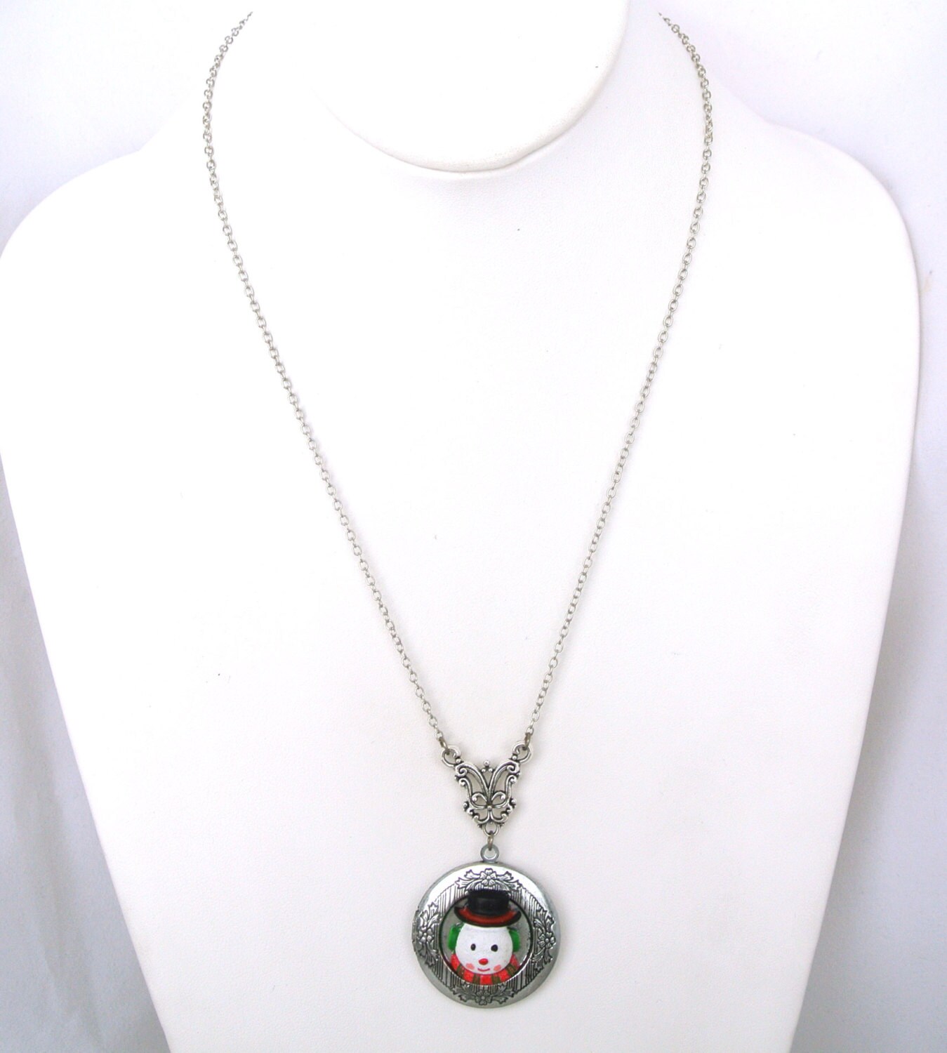 Snowman Locket Necklace Christmas Pendant Necklace Christmas - Etsy