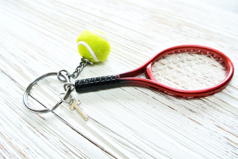 Red tennis racket keychain for tennis player giftPersonalized | Etsy