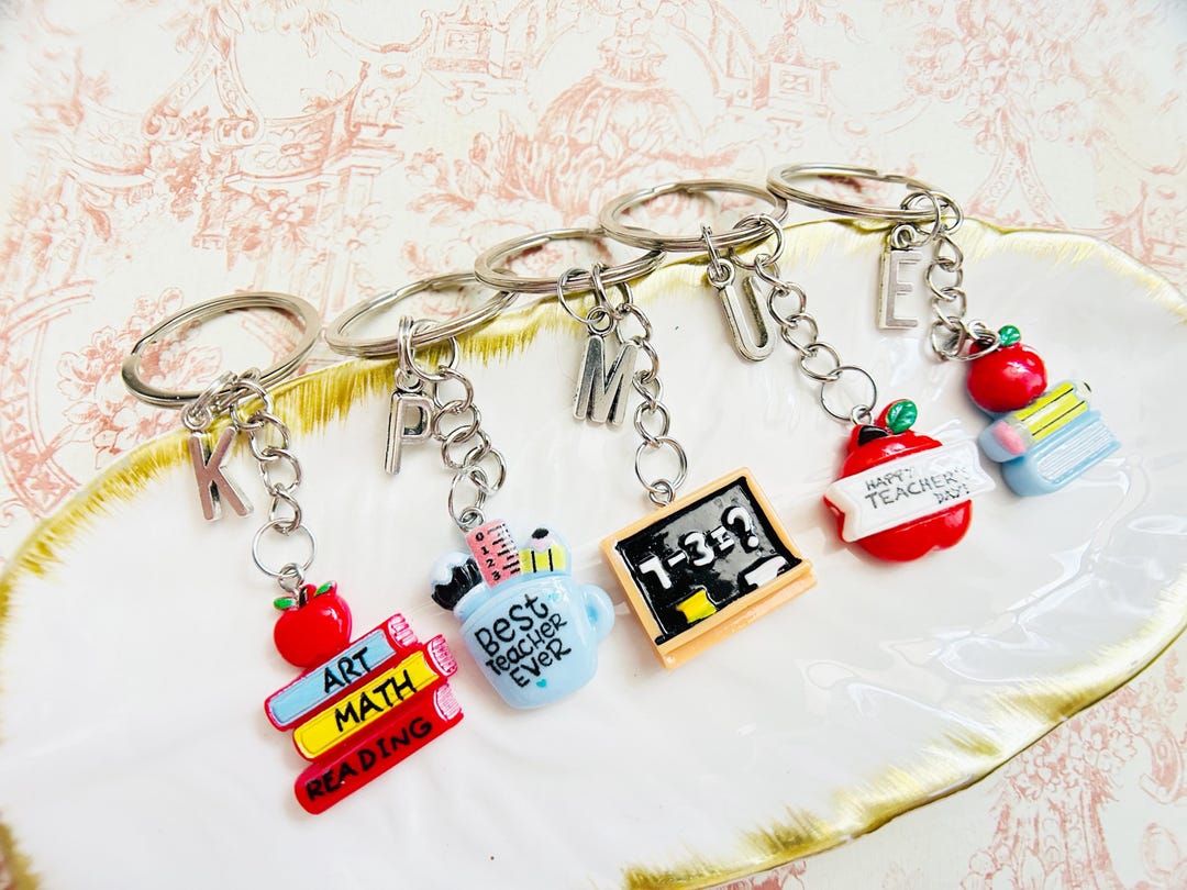 Teacher Appreciation Keychain, Custom Initial Keyring for Teacher ...