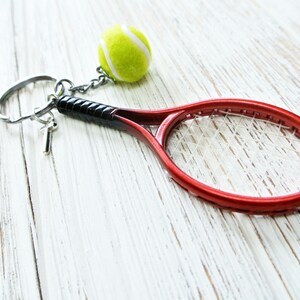 Red Tennis Racket Keychain for Tennis Player Gift,personalized Initial ...