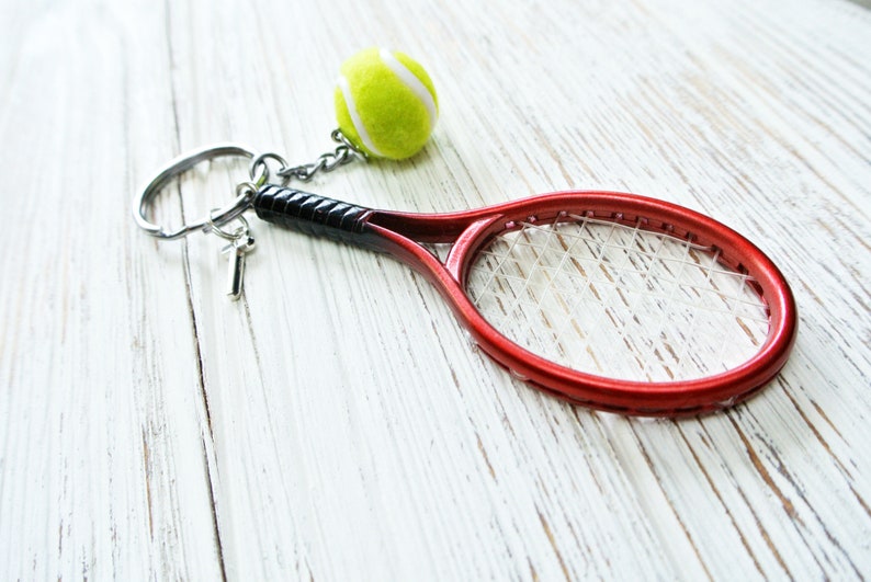 Red tennis racket keychain for tennis player giftPersonalized | Etsy