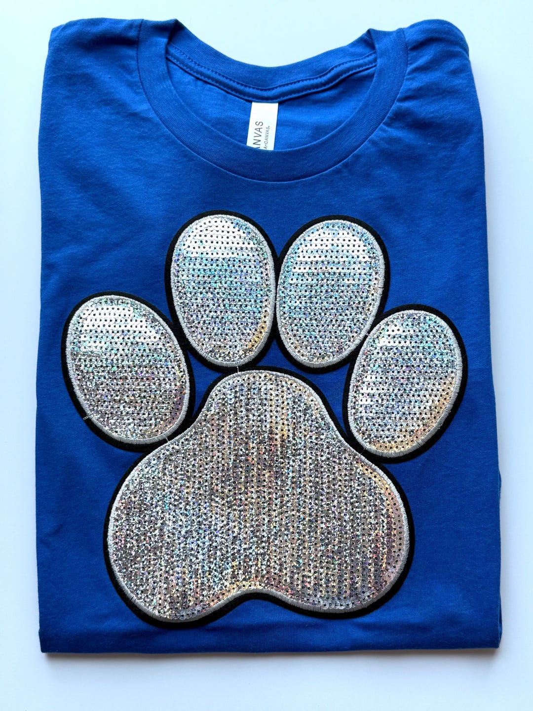 Blue Paw Print T-shirt Sequins Team Spirit Big Blue, Bobcats, Panthers ...