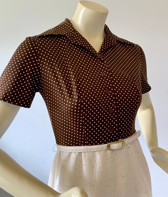 1960s MOD Brown Polka Dot Dress & Dress Jacket . Vint… - Gem