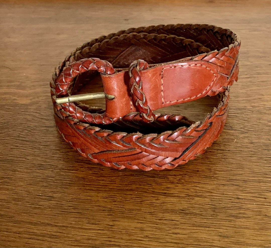 Vintage Eddie Bauer Woven Leather Belt Made in Turkey . 1980s 90s ...