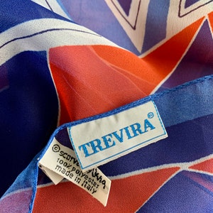 Vera Red Blue White Semi Sheer Scarf . Vintage Scarves by Vera Trevira ...