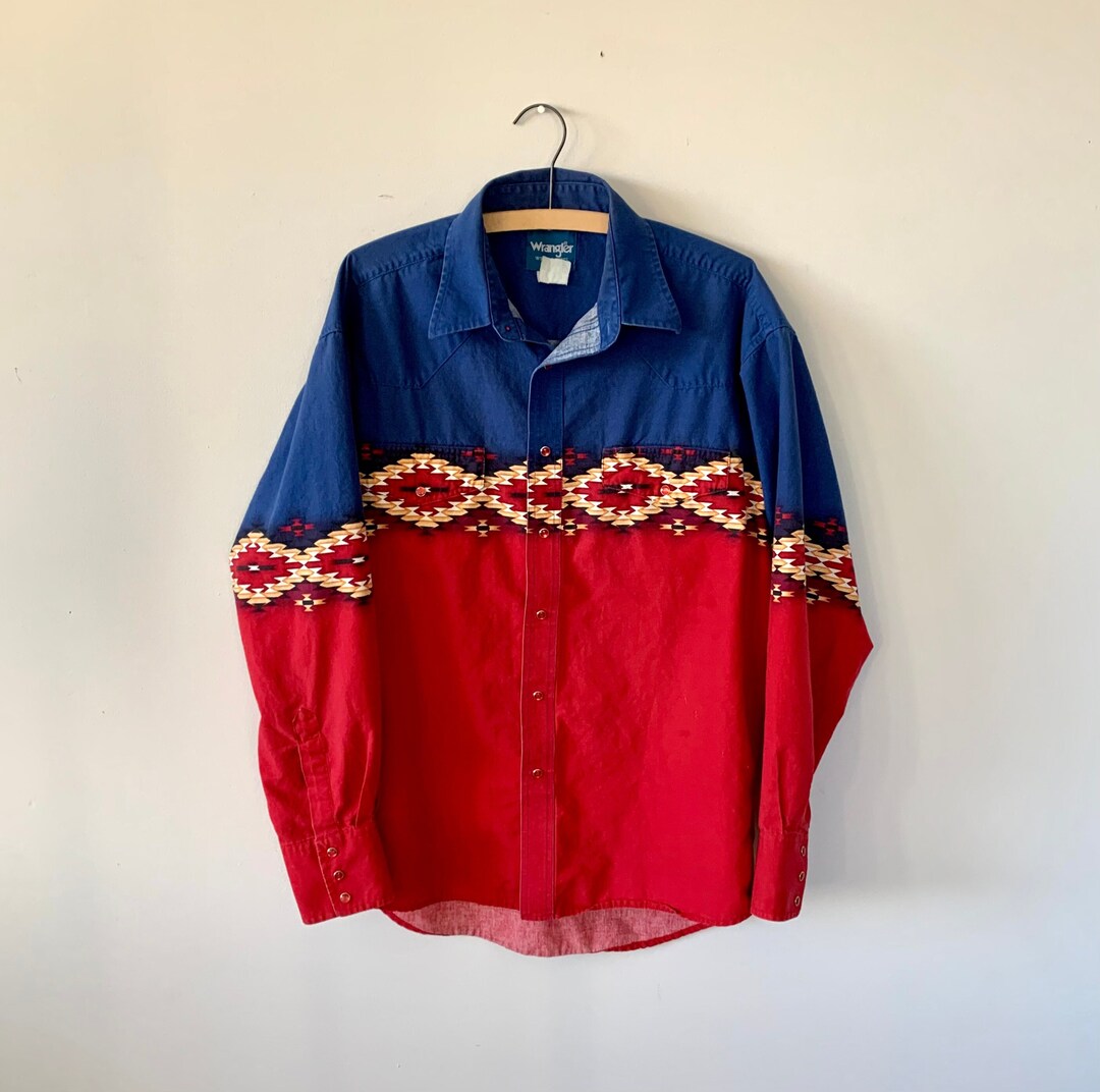1990s WRANGLER Cowboy Country Western Shirt . Vintage 90s Button Down ...