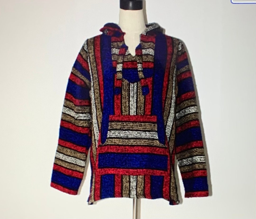 Vintage Baja Hoodie Ethnic Mexican Style Unisex Pullover Coat Jacket ...