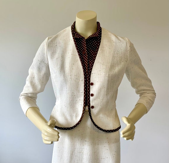 1960s MOD Brown Polka Dot Dress & Dress Jacket . Vint… - Gem