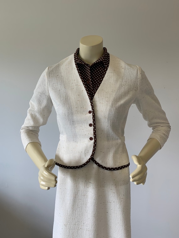 1960s MOD Brown Polka Dot Dress & Dress Jacket . Vint… - Gem