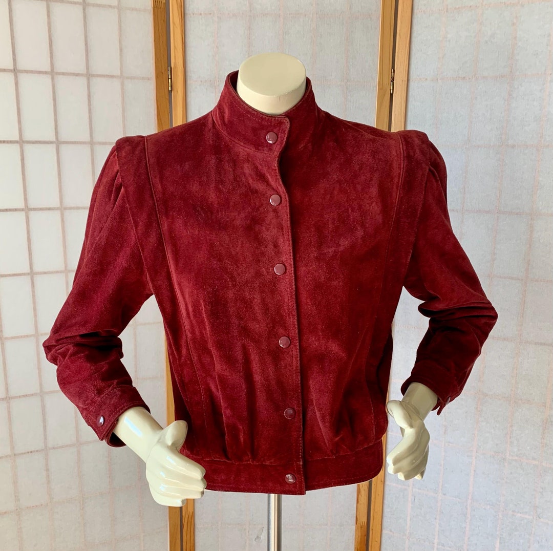 1980s Suede Leather Bomber Style Jacket . Vintage 80s Rustic Rust Red ...