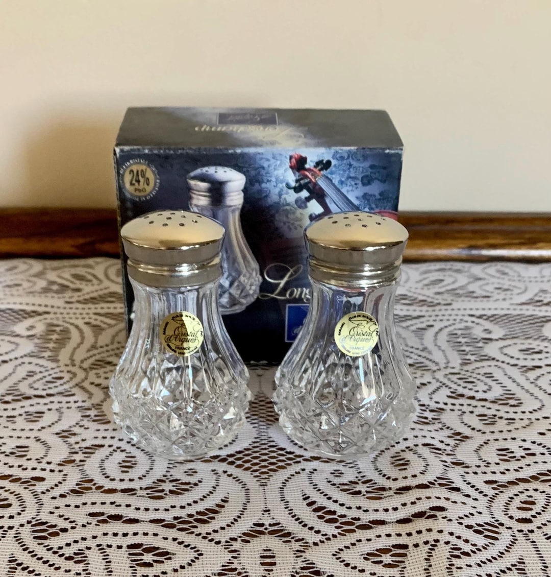 1990s Longchamp Crystal Glass Salt and Pepper Shaker Set . 1990 ...
