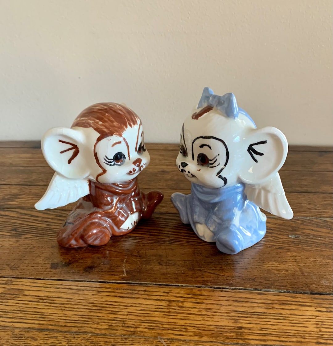 1970s Kissing Mice Ceramic Figurines . Vintage Set of 2 Mice . Angel ...